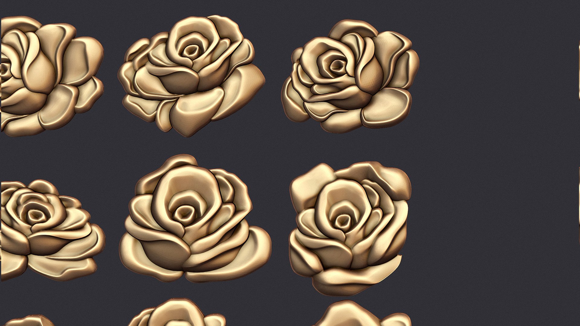Roses Relief Set 3D 3D Model - TurboSquid 2297687