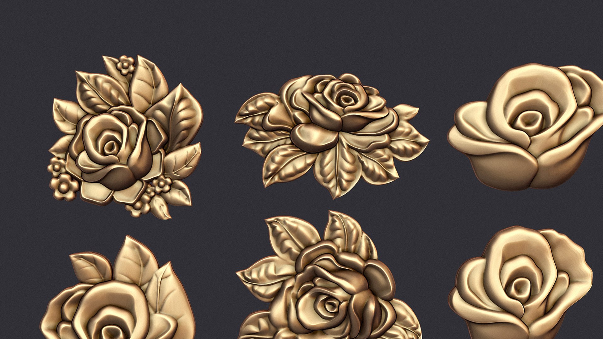 Roses Relief Set 3D 3D Model - TurboSquid 2297687