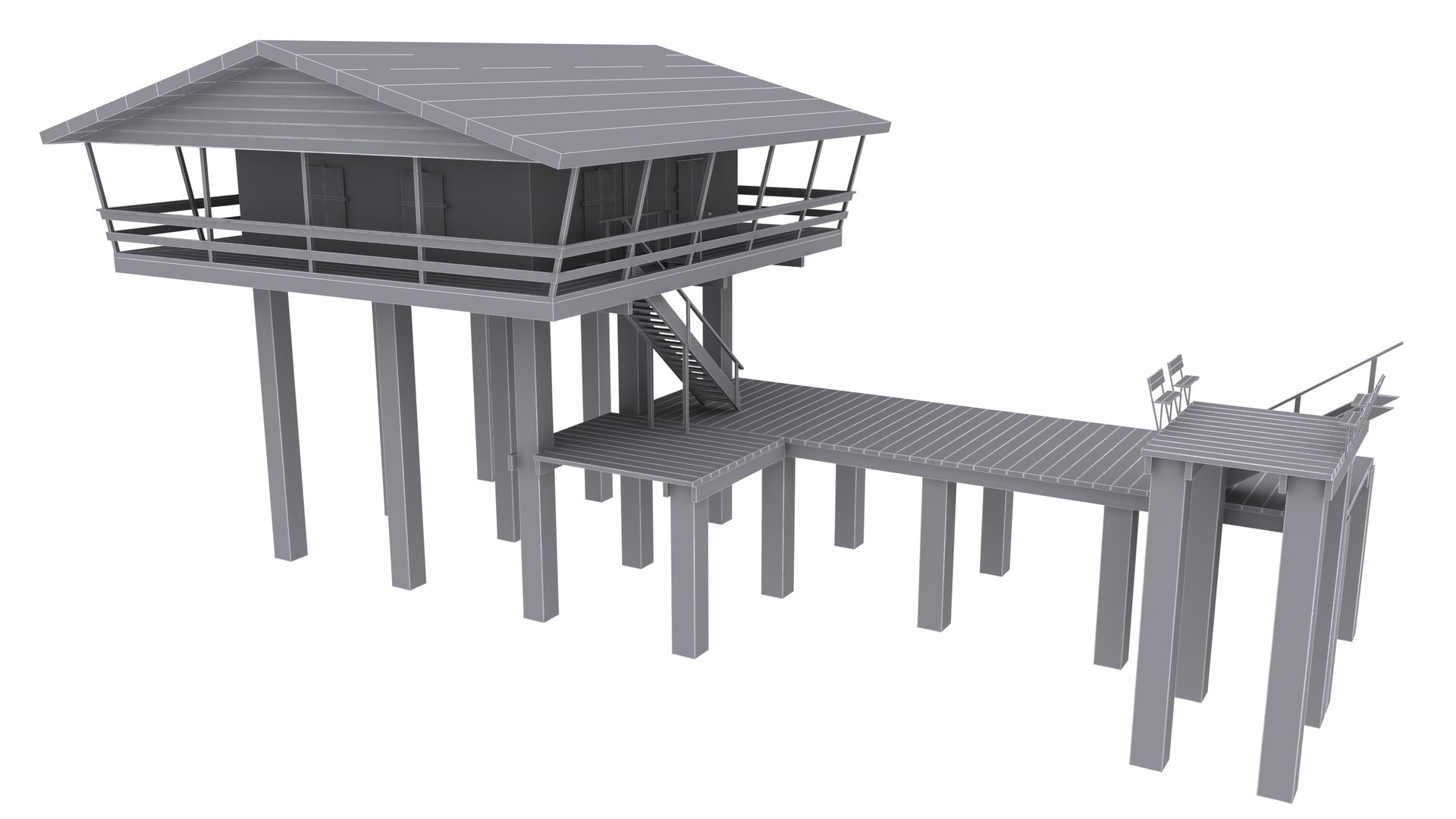House Stilts 3d Model
