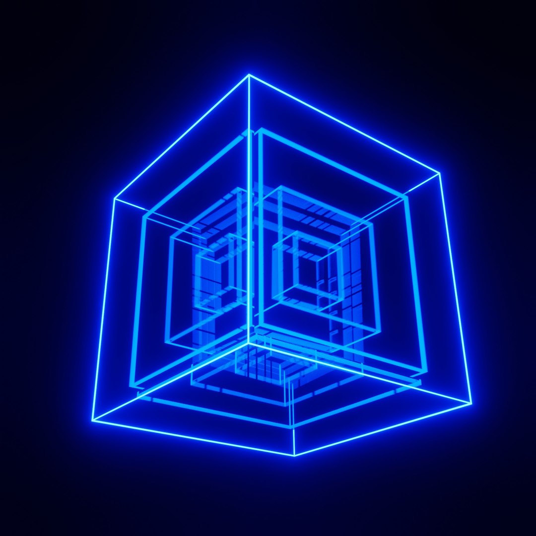 3d Model Of Neon Cube With Rotating Animation 3D Model - TurboSquid 1930670