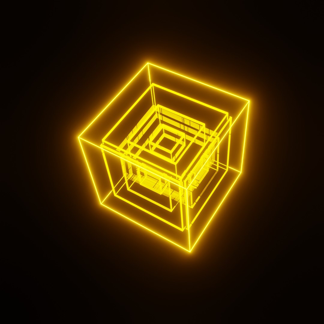 3d Model Of Neon Cube With Rotating Animation 3D Model - TurboSquid 1930670