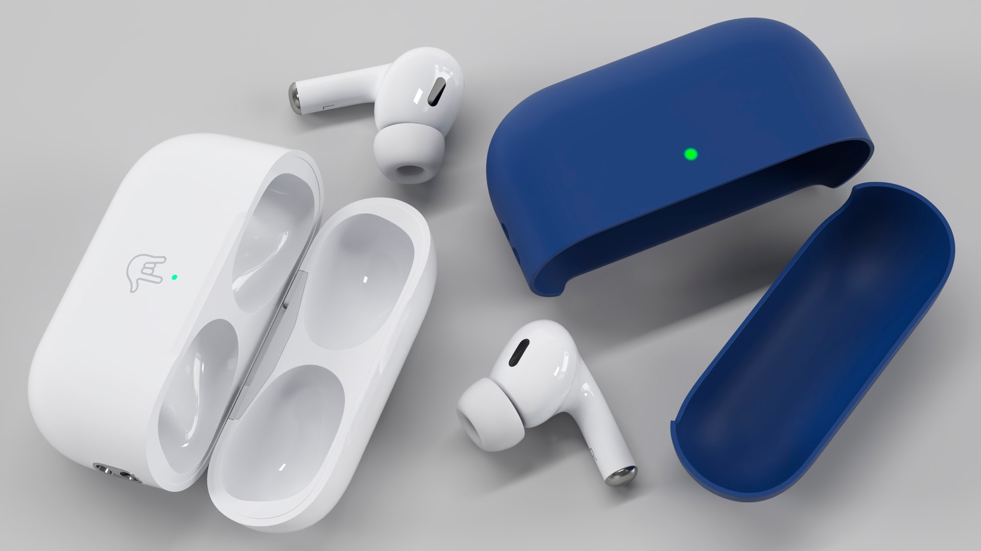 Apple AirPods Pro 2 USB-C With Silicone Case Blue 3D - TurboSquid 2188926