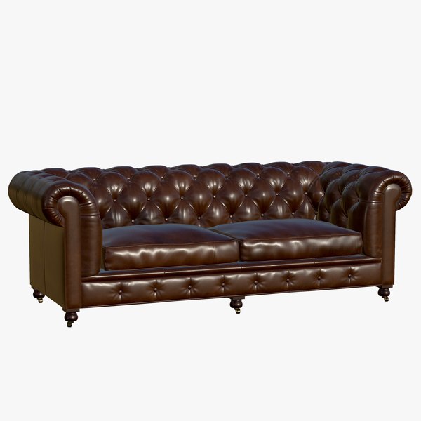3D Chesterfield Leather Sofa model - TurboSquid 1868314