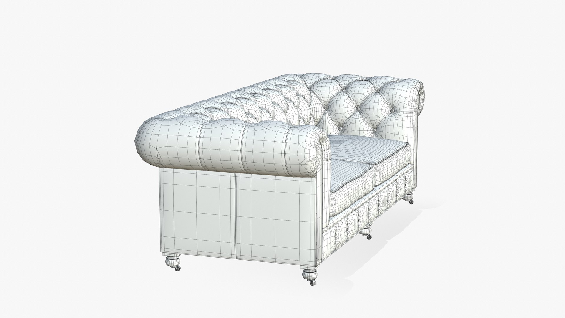 3D Chesterfield Leather Sofa model - TurboSquid 1868314