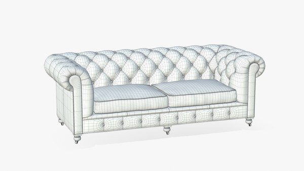 3D Chesterfield Leather Sofa model - TurboSquid 1868314