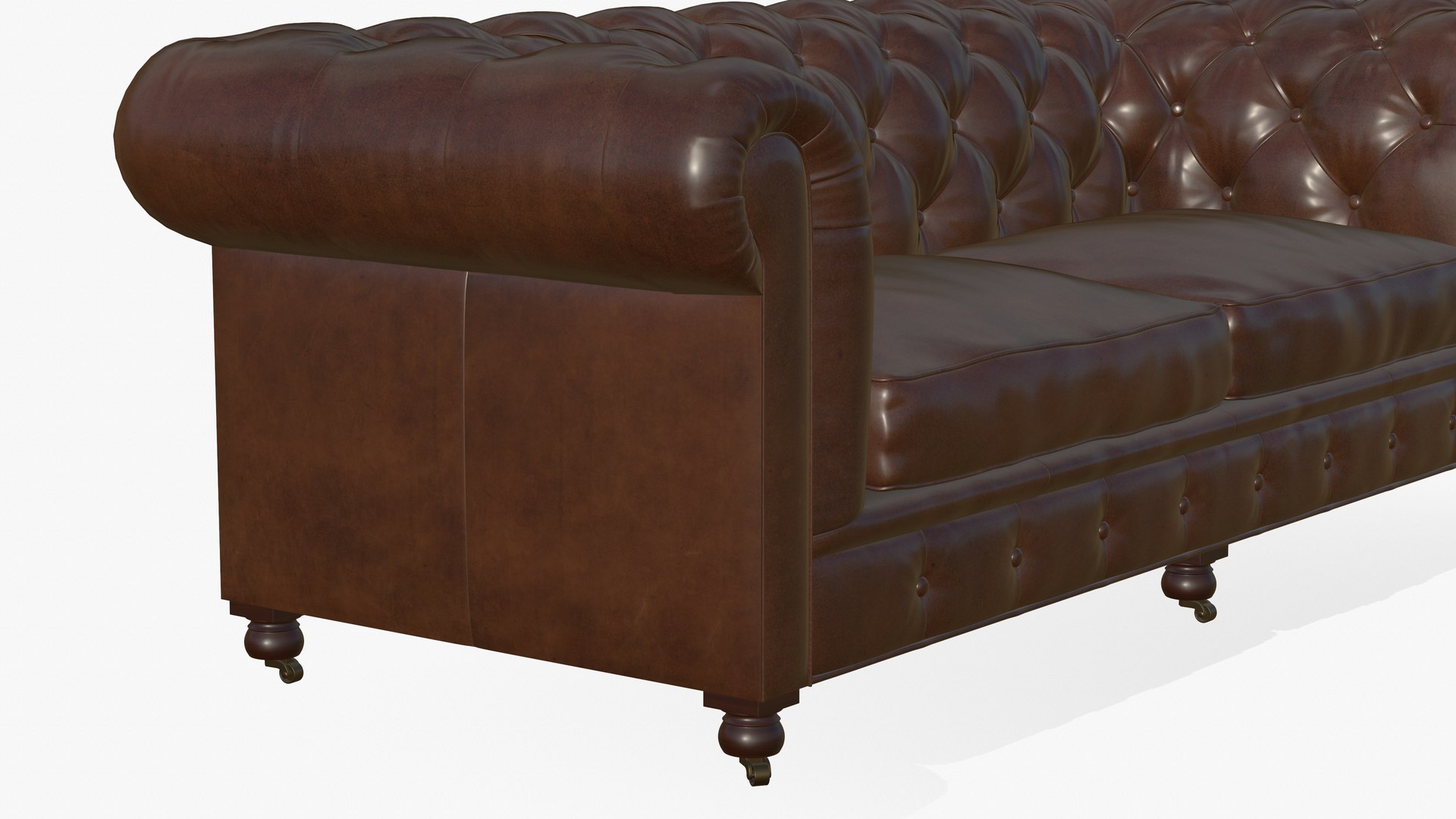 3D Chesterfield Leather Sofa model - TurboSquid 1868314