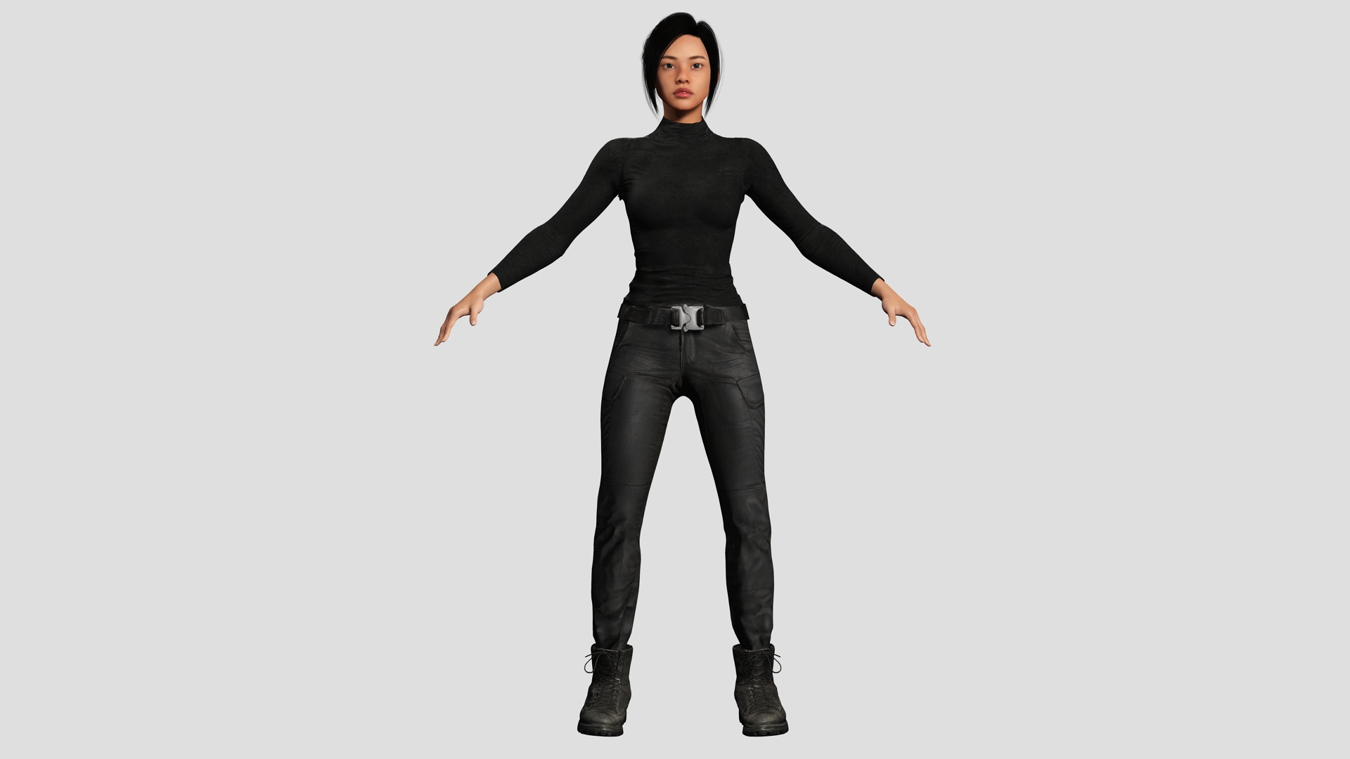 Modern Female 3D Character In Black Outfit Model - TurboSquid 2328582