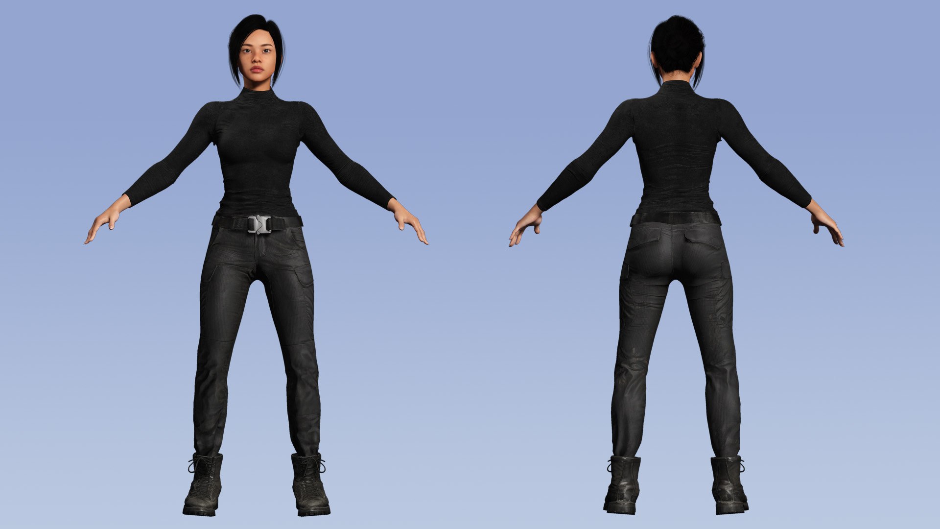 Modern Female 3D Character In Black Outfit Model - TurboSquid 2328582