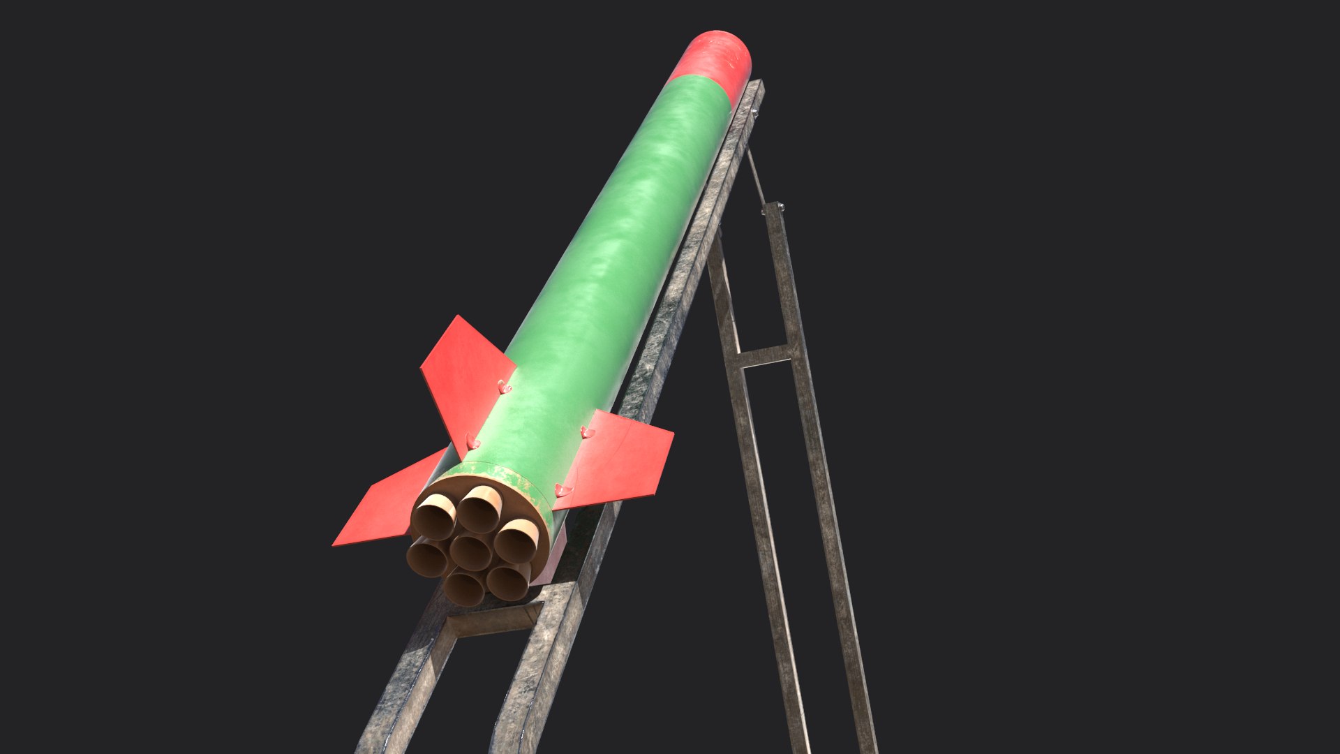 3D Model Qassam 3 Rocket With Launcher - TurboSquid 2147174