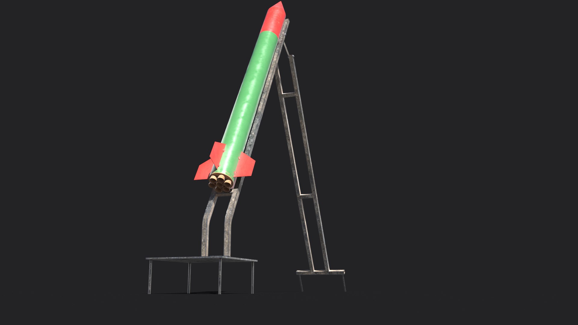 3D Model Qassam 3 Rocket With Launcher - TurboSquid 2147174