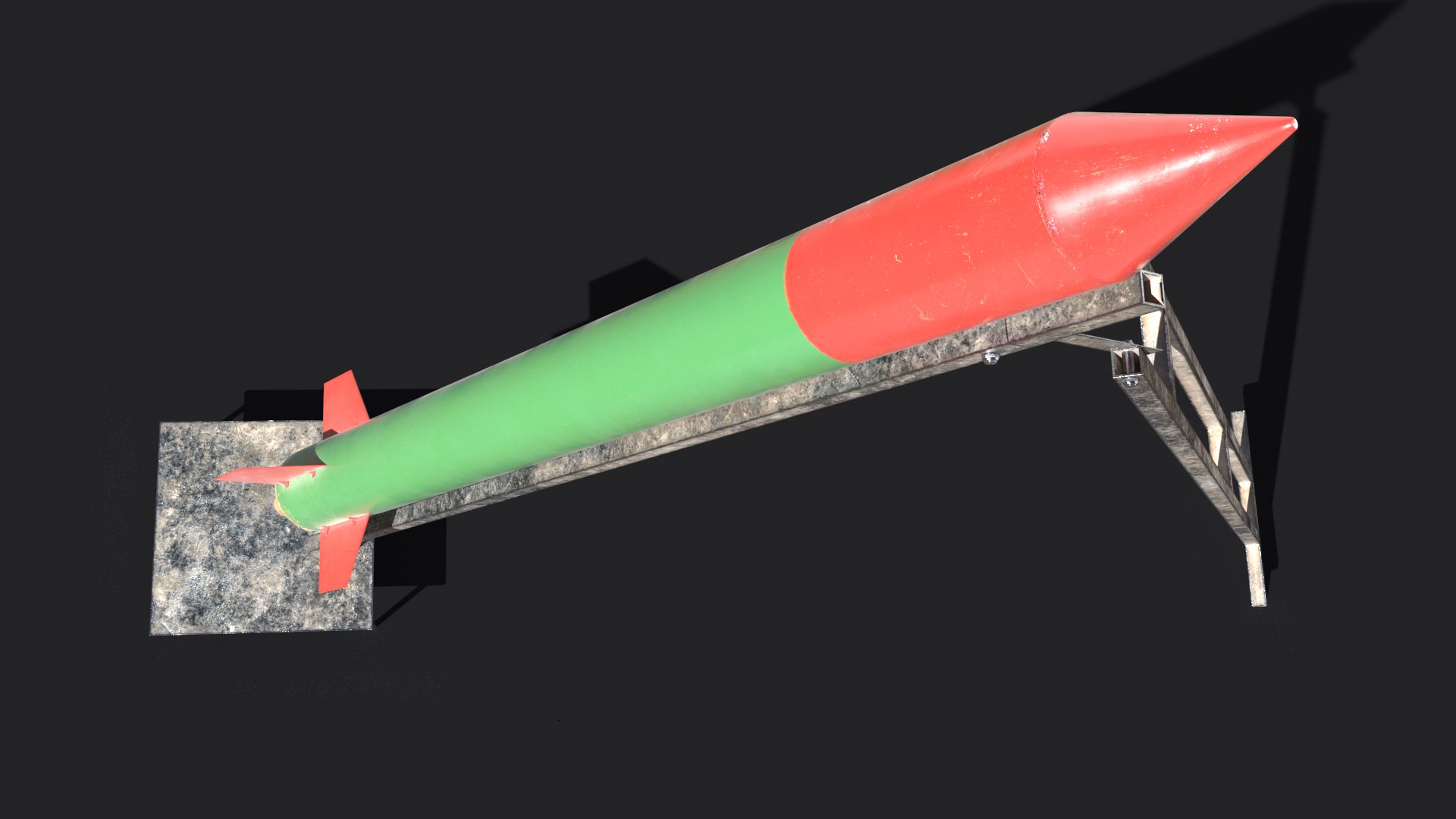 3D Model Qassam 3 Rocket With Launcher - TurboSquid 2147174