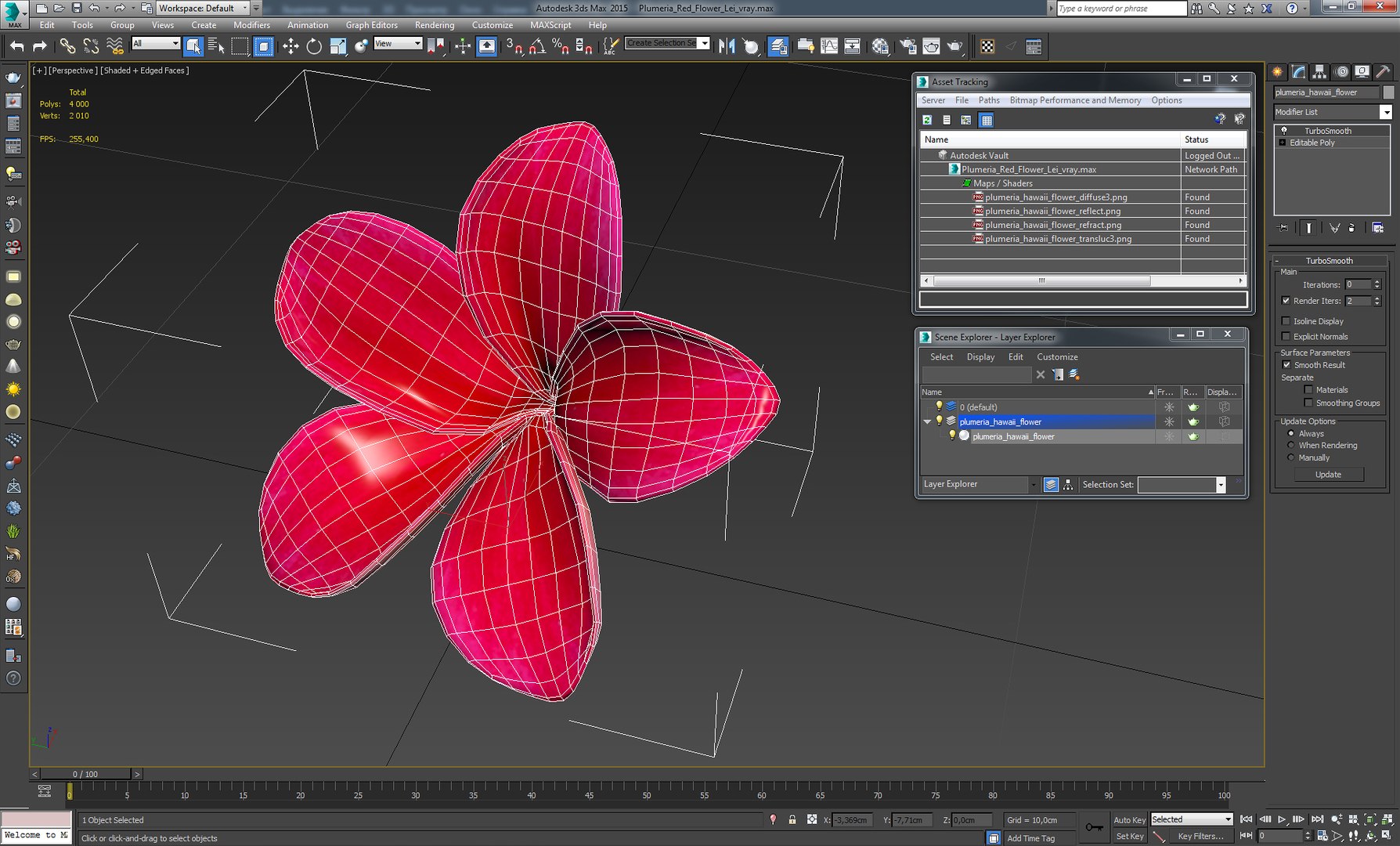 3D Plumeria Red Flower Lei Model - TurboSquid 1216888