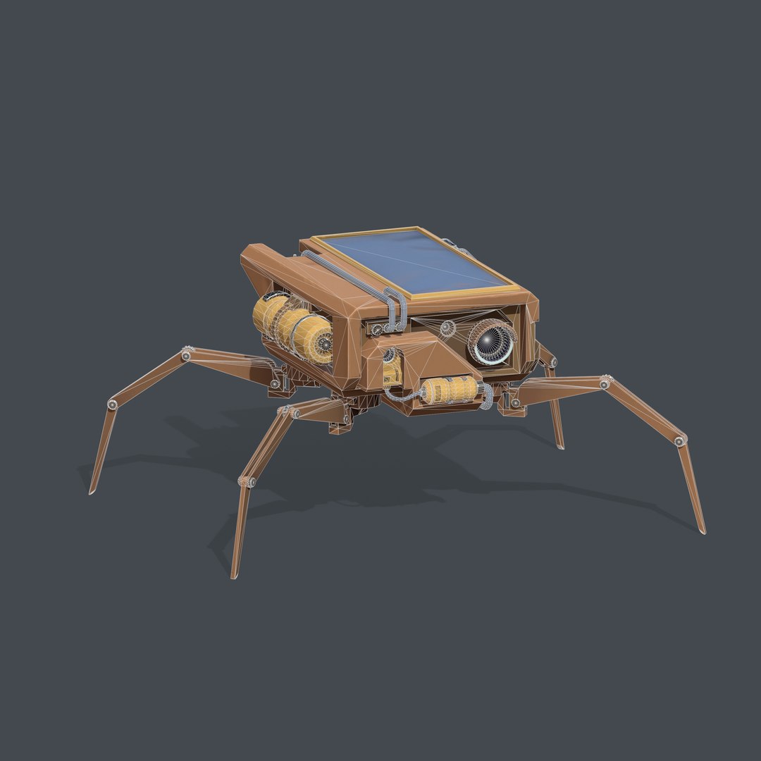 Robot-spider Desert Runner Stylized Low Poly Game Ready Model With PBR ...