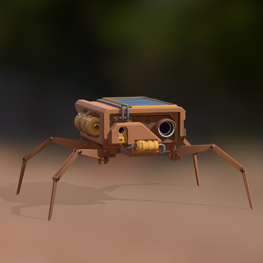 Robot-spider Desert Runner Stylized Low Poly Game Ready Model With PBR ...