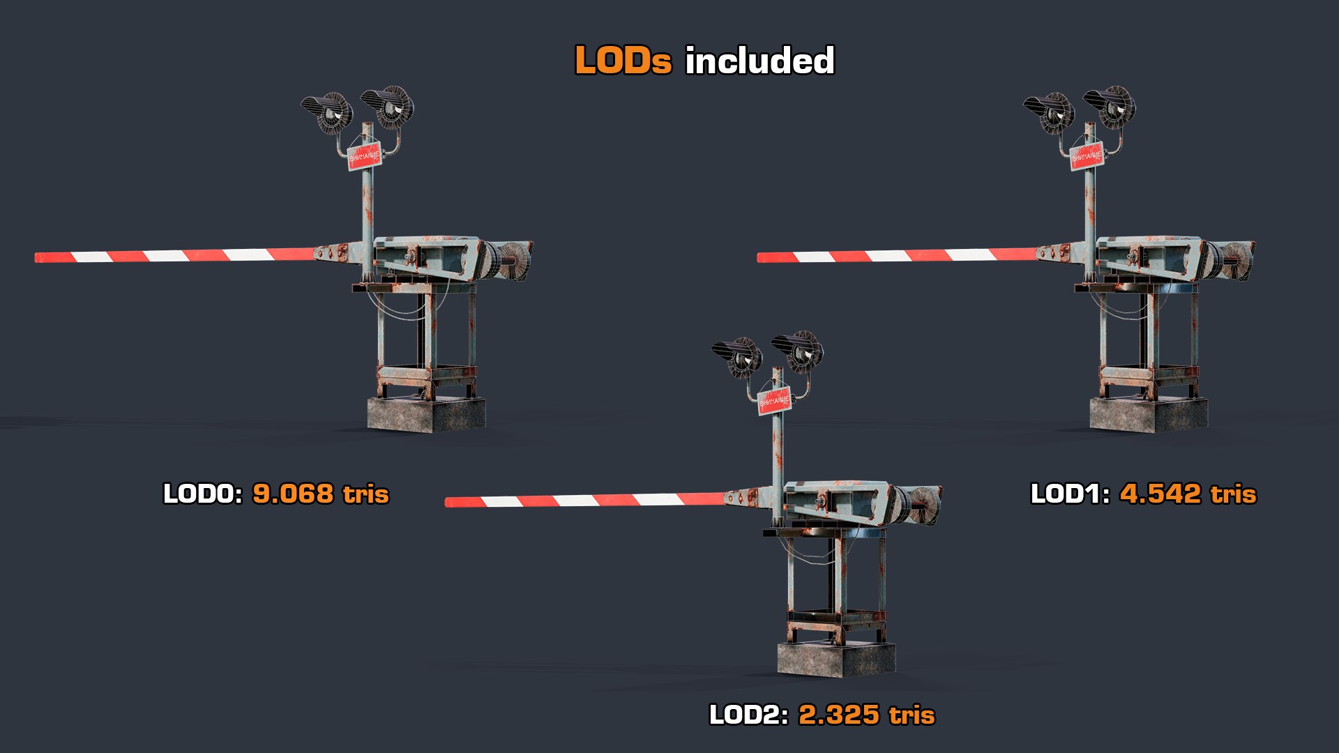 3D Model Rigged Railway Barrier GameReady LODs - TurboSquid 1824076