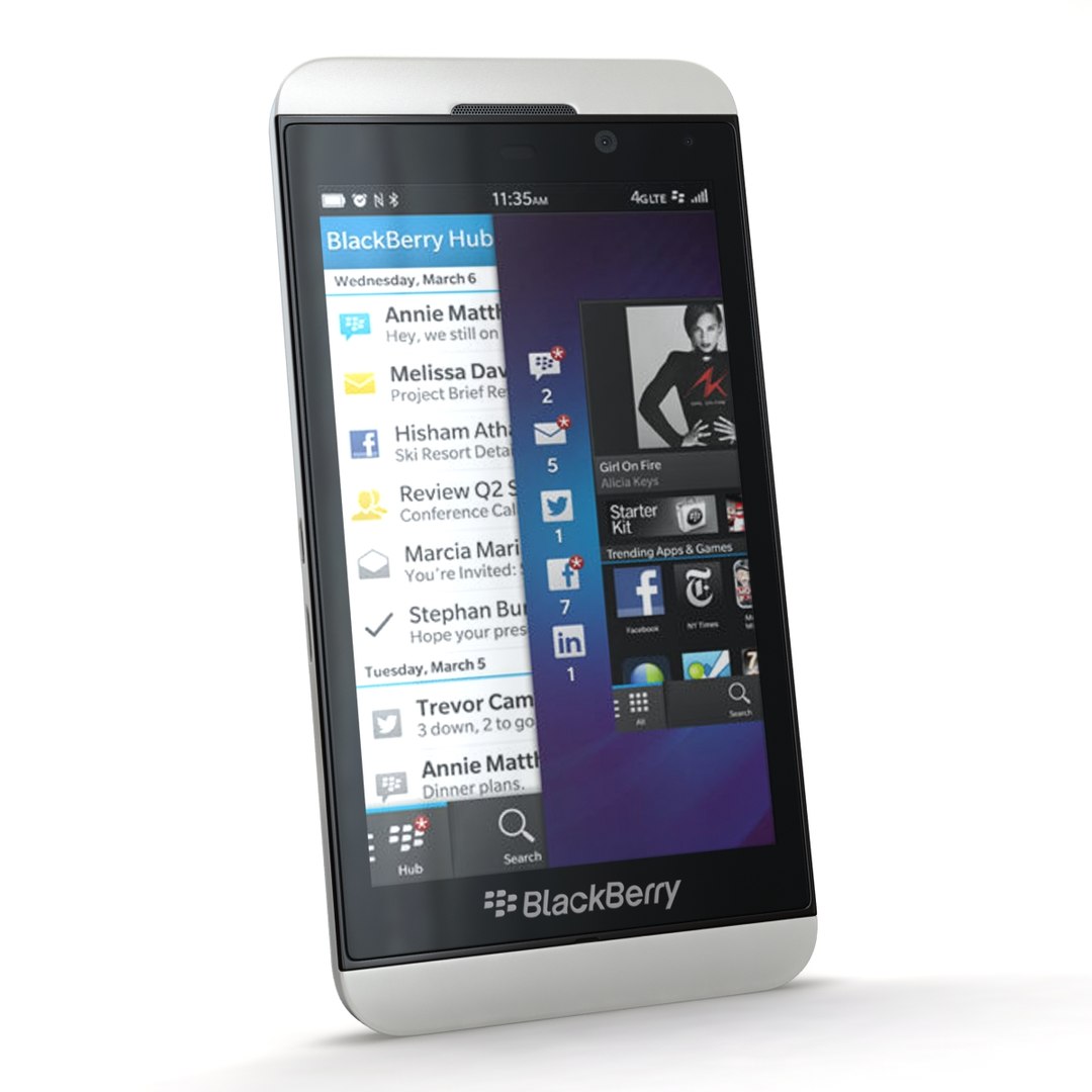 3d Blackberry Z10 White Cellphone Model