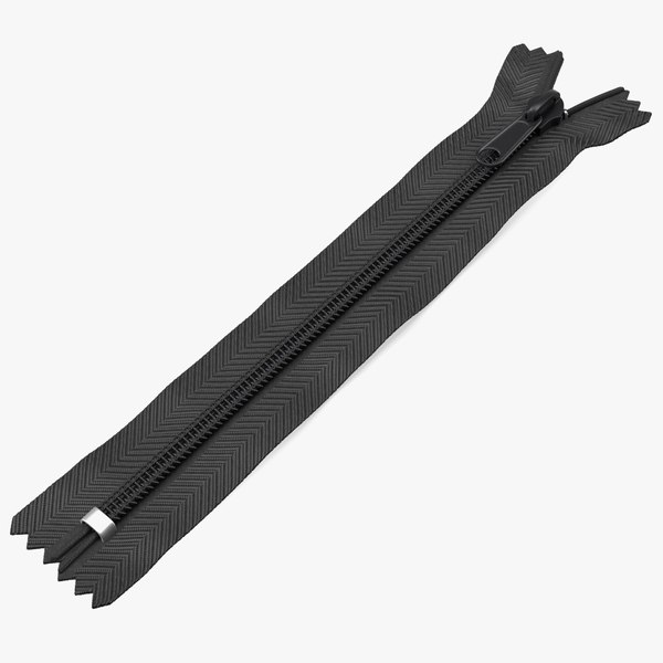 Nylon Coil Zipper with Stopper Black 3D - TurboSquid 1812128