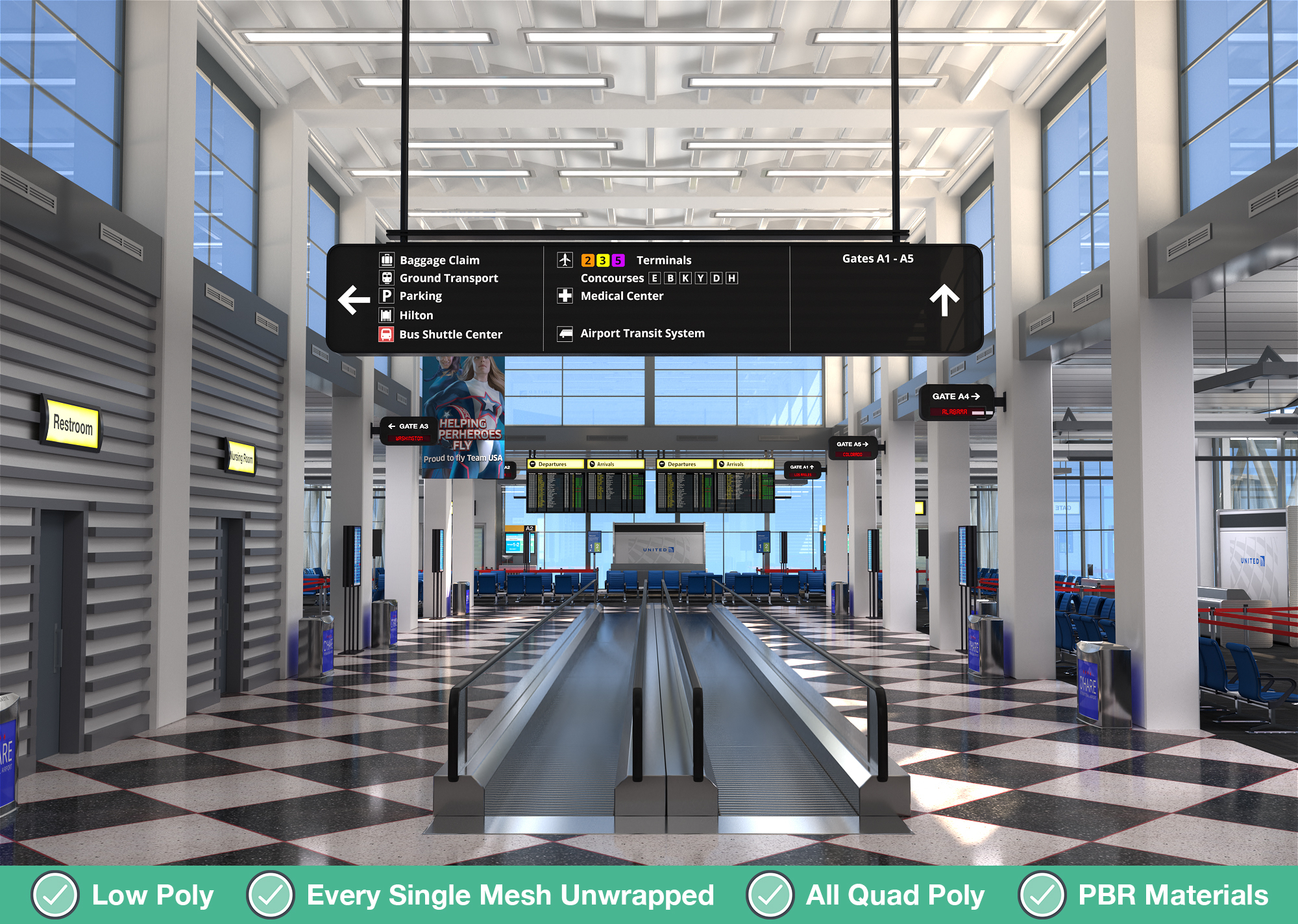 Airport departures lounge 3D model - TurboSquid 1399065