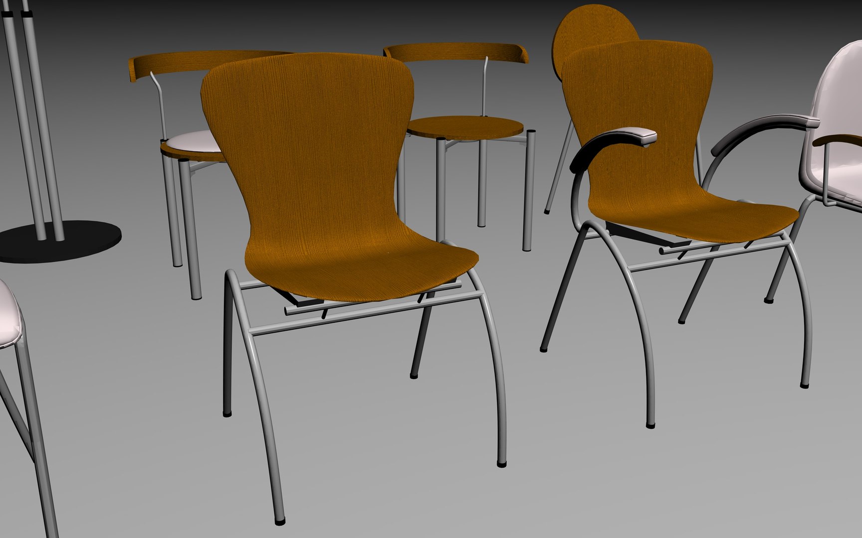 Group Chairs 3d Model
