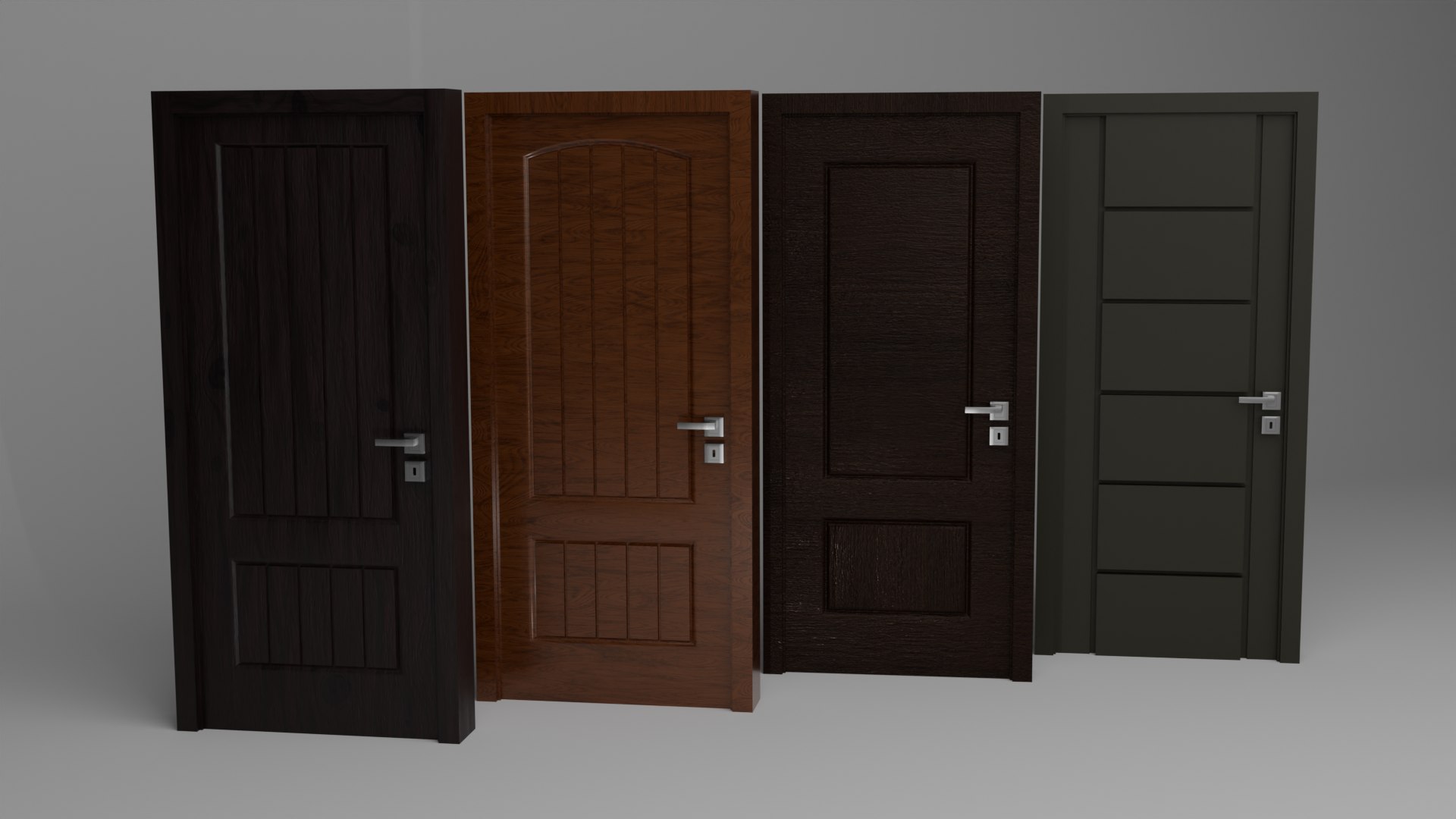 3D Model Pack Of 4 Low Poly Doors - TurboSquid 2254860