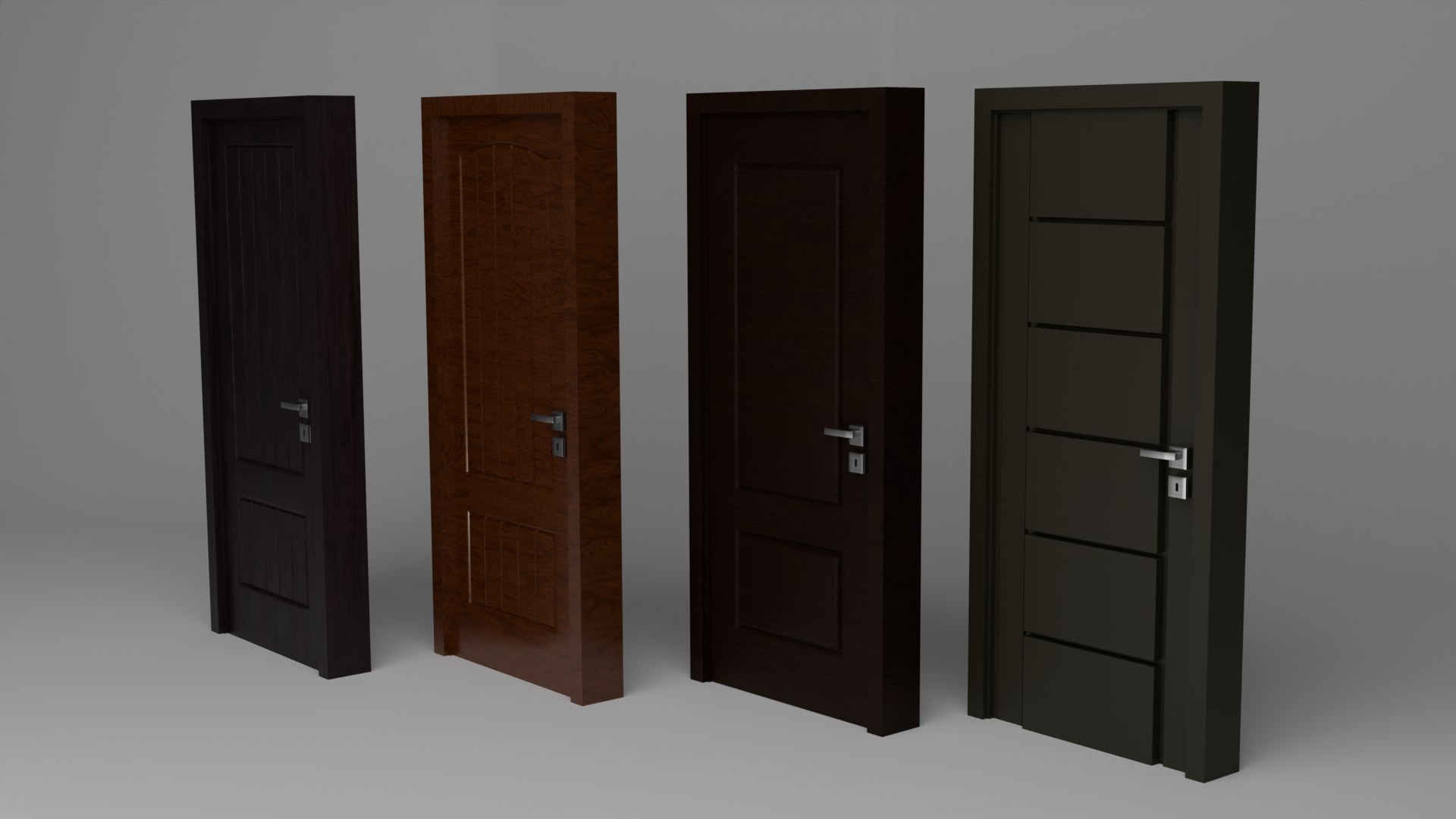 3D Model Pack Of 4 Low Poly Doors - TurboSquid 2254860