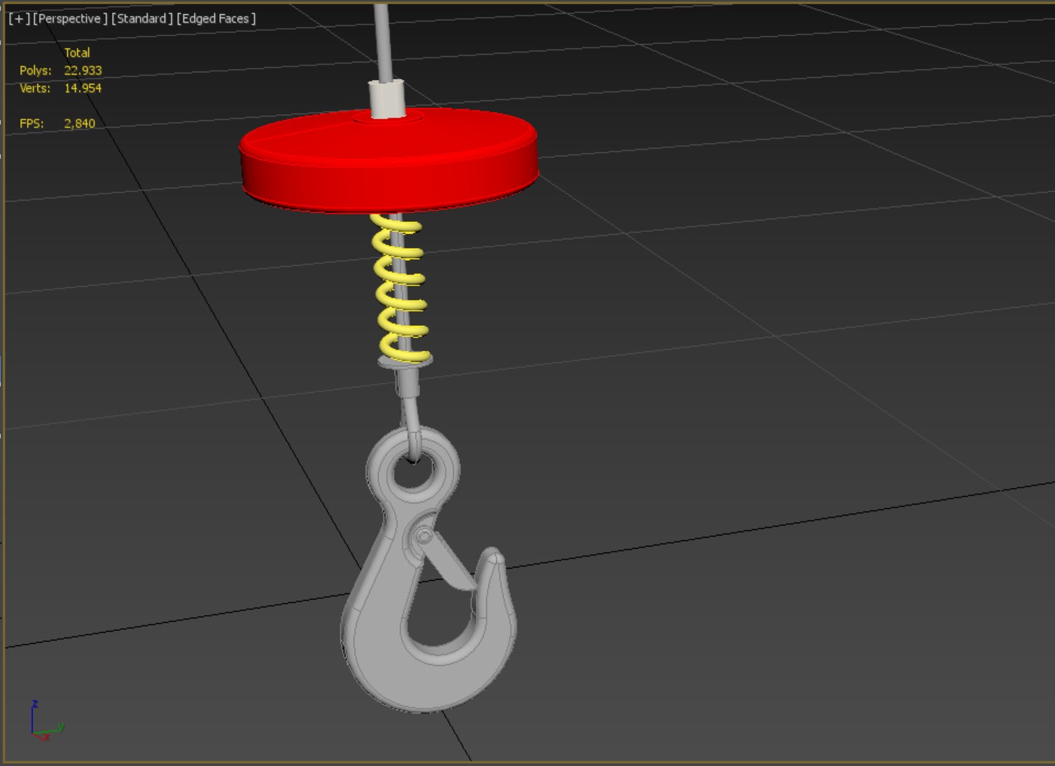 3D Model BUFFER SPRING LIFTING CRANE EYE HOOK ELECTRIC HOIST WIRE ROPE ...