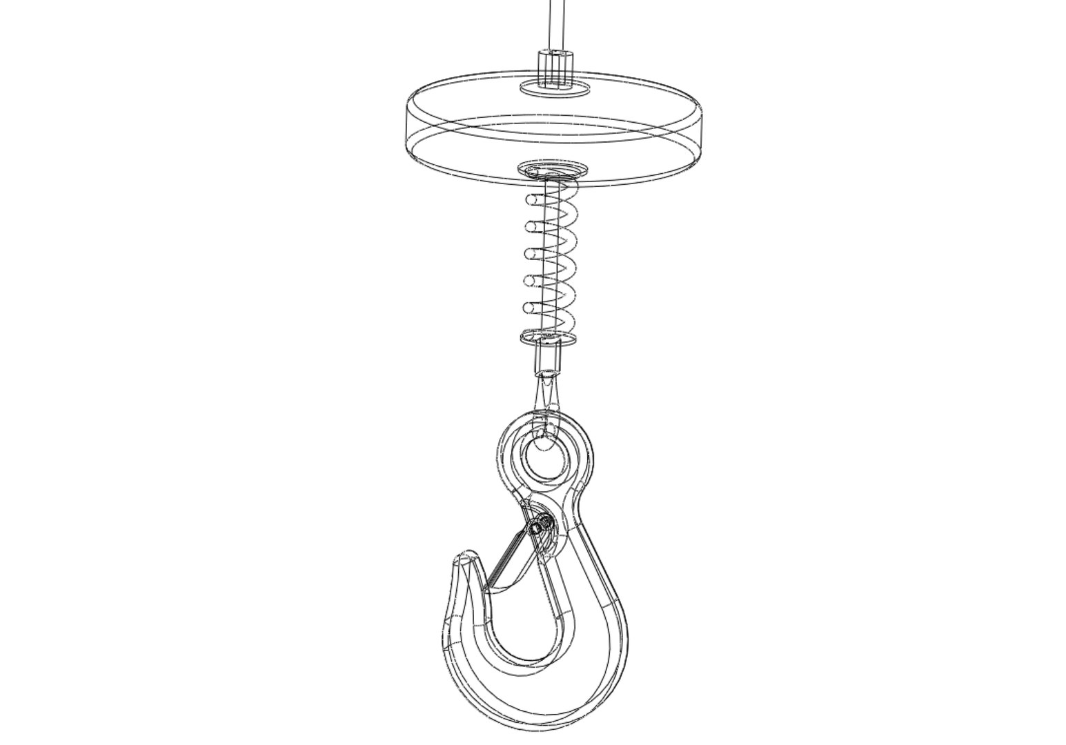 3D Model BUFFER SPRING LIFTING CRANE EYE HOOK ELECTRIC HOIST WIRE ROPE ...