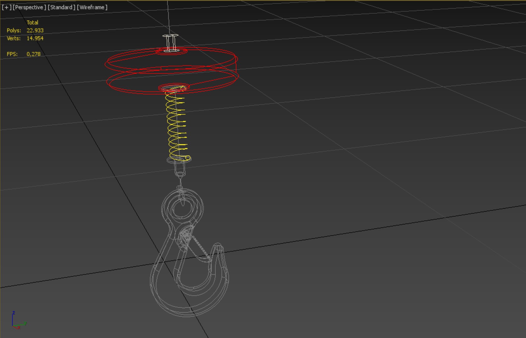 3D Model BUFFER SPRING LIFTING CRANE EYE HOOK ELECTRIC HOIST WIRE ROPE ...