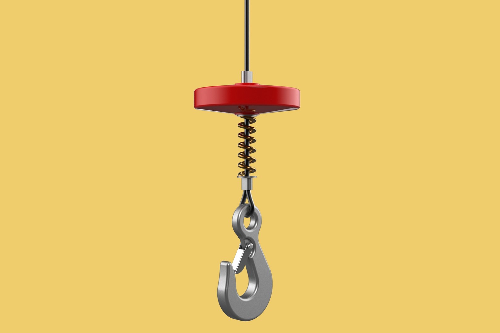 3D Model BUFFER SPRING LIFTING CRANE EYE HOOK ELECTRIC HOIST WIRE ROPE ...