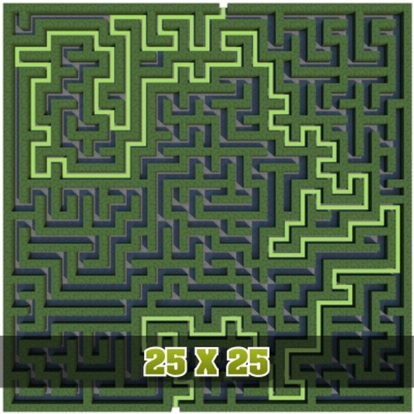 3d model of 25x25 rectangular maze