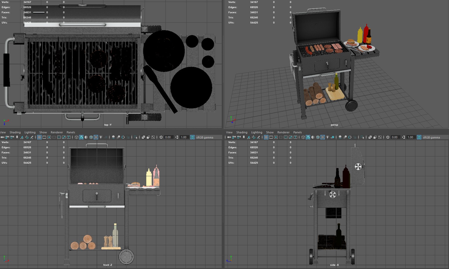 Barbecue With Complements Model - TurboSquid 2164233