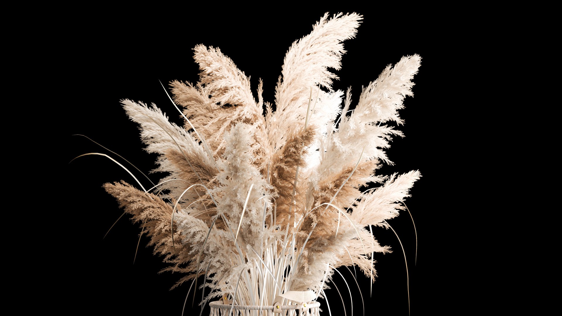 3D Bouquet Of Dry Reeds In A White Wicker Basket For Decoration 256 ...