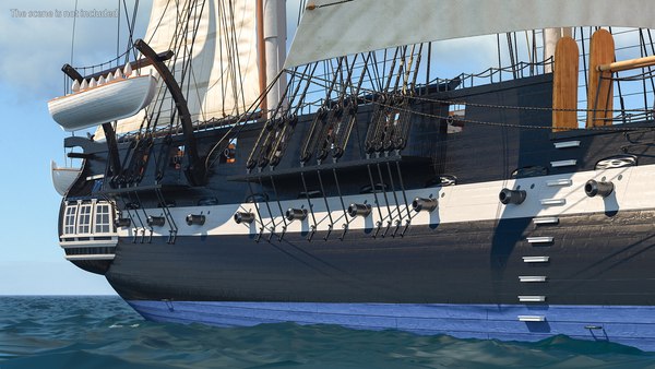 3D Three Masted Heavy Frigate Raised Sails model - TurboSquid 1846561