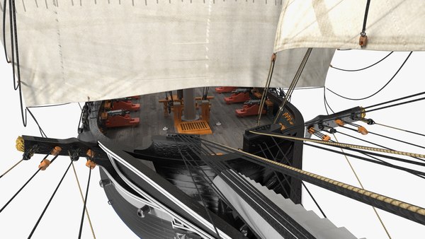 3D Three Masted Heavy Frigate Raised Sails model - TurboSquid 1846561
