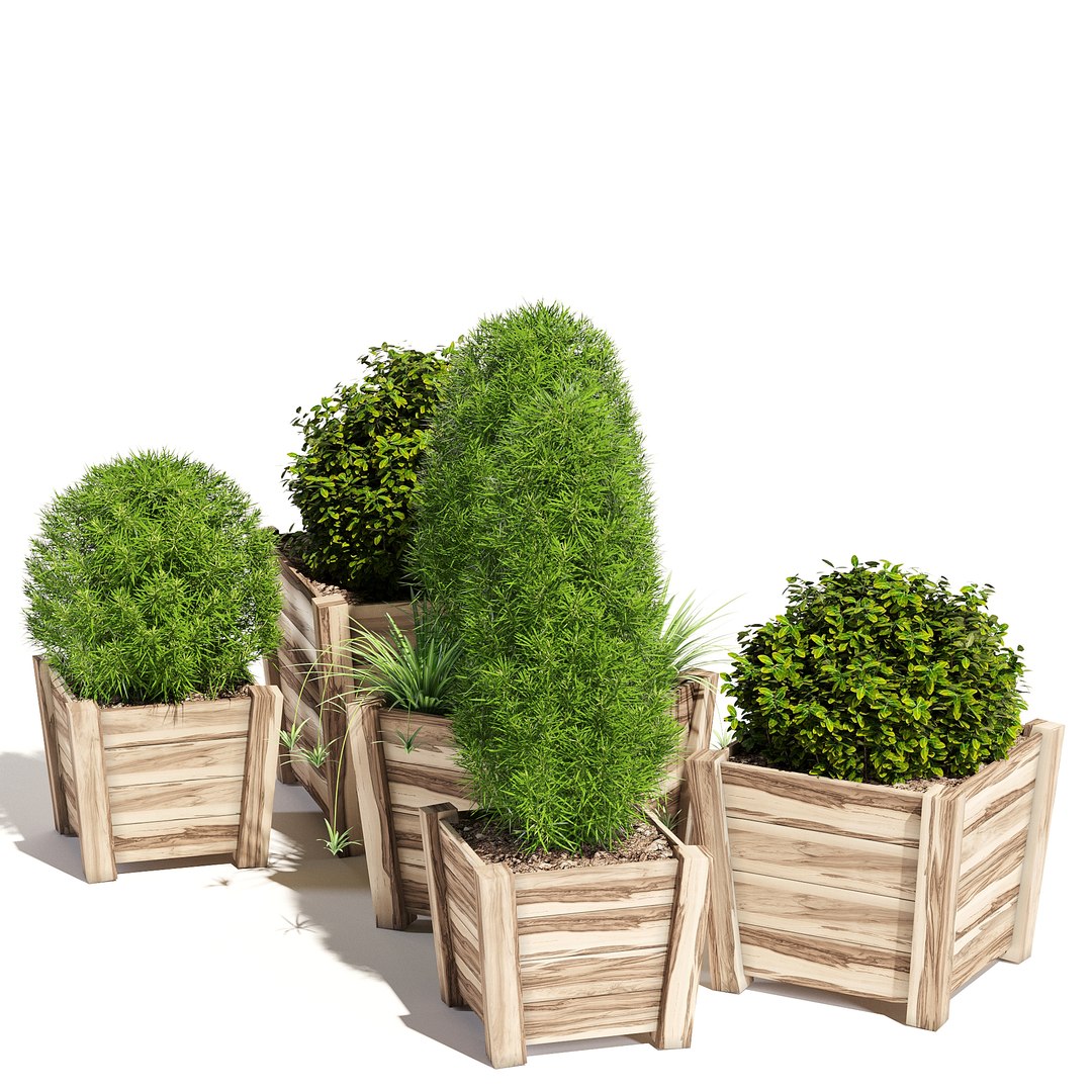 3D Acacia Hardwood Planters Model - TurboSquid 1196684