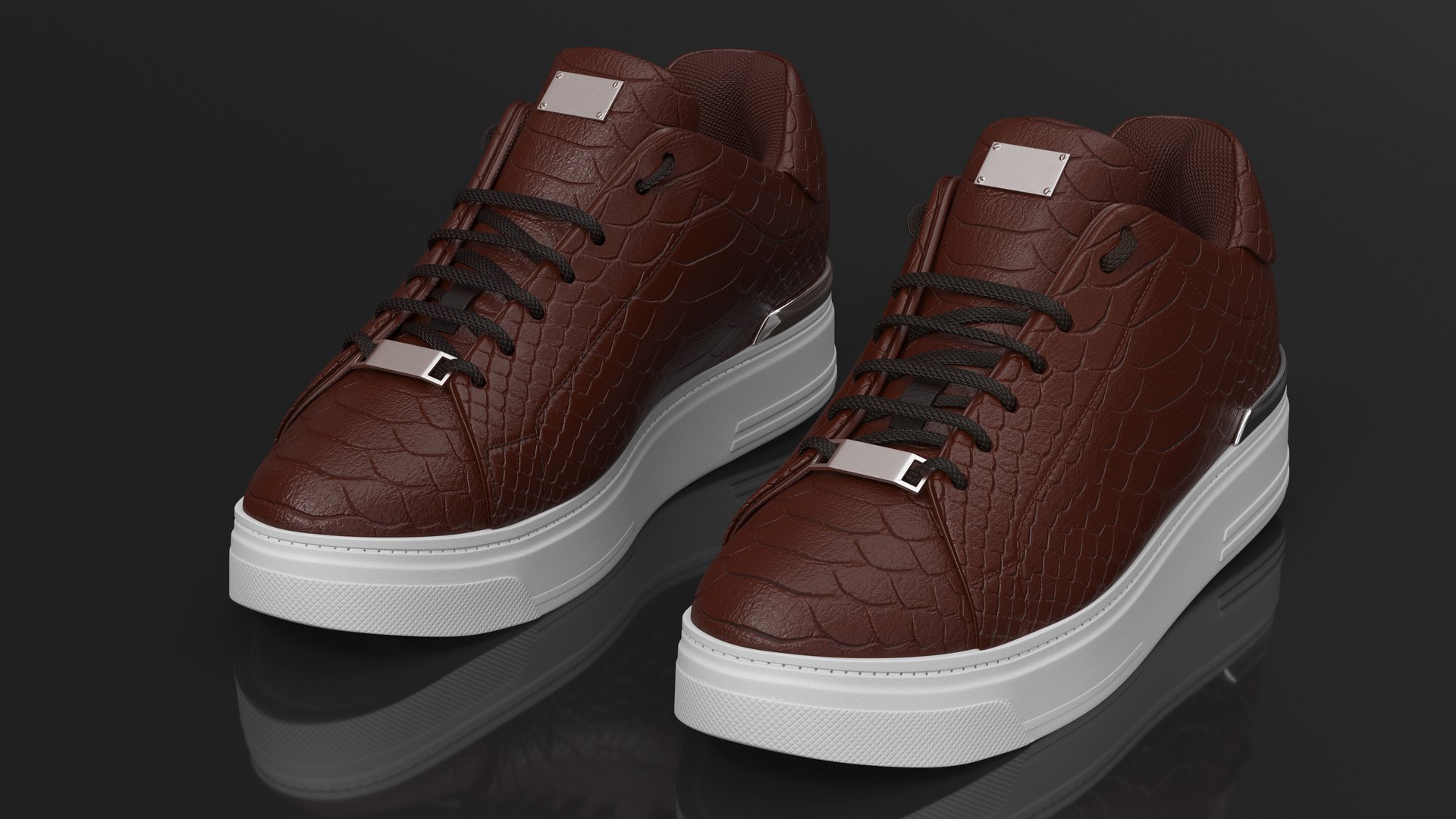3D Model Sneakers Python Leather Brown - TurboSquid 2112677