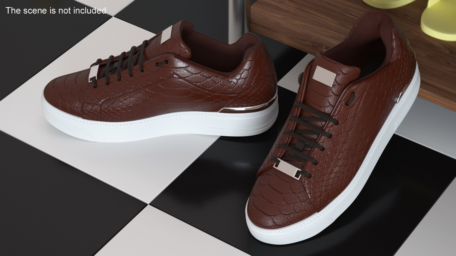 3D Model Sneakers Python Leather Brown - TurboSquid 2112677