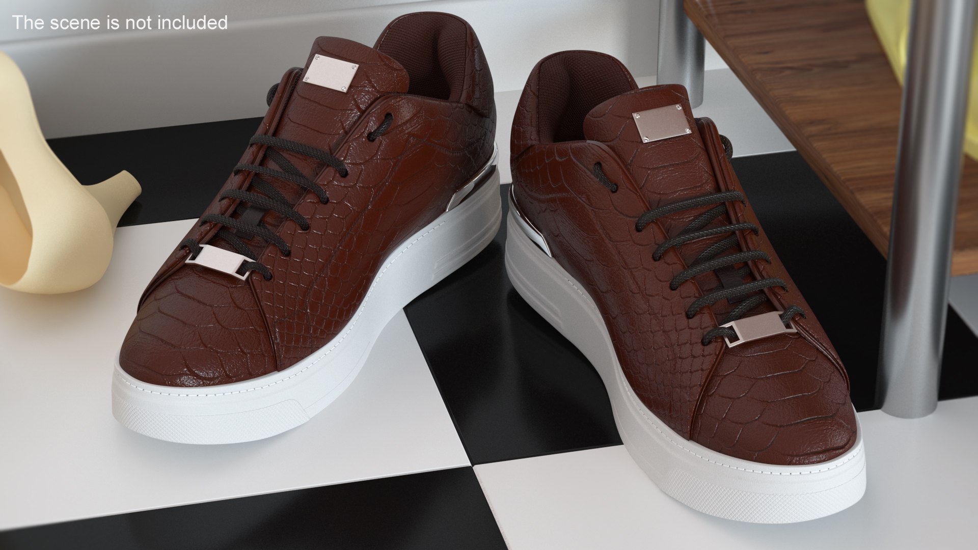 3D Model Sneakers Python Leather Brown - TurboSquid 2112677