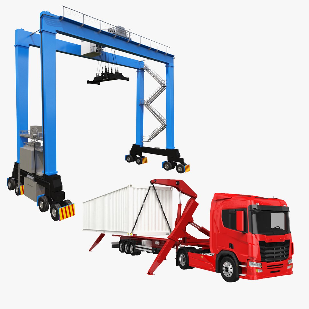 SideLifter Truck and Gantry Crane Collection 3D model - TurboSquid 1766241