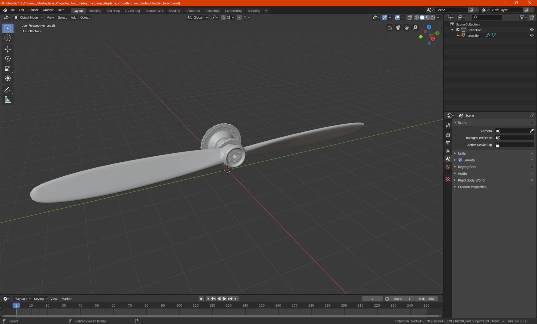 3D Model Airplane Propeller Two Blades - TurboSquid 1988209