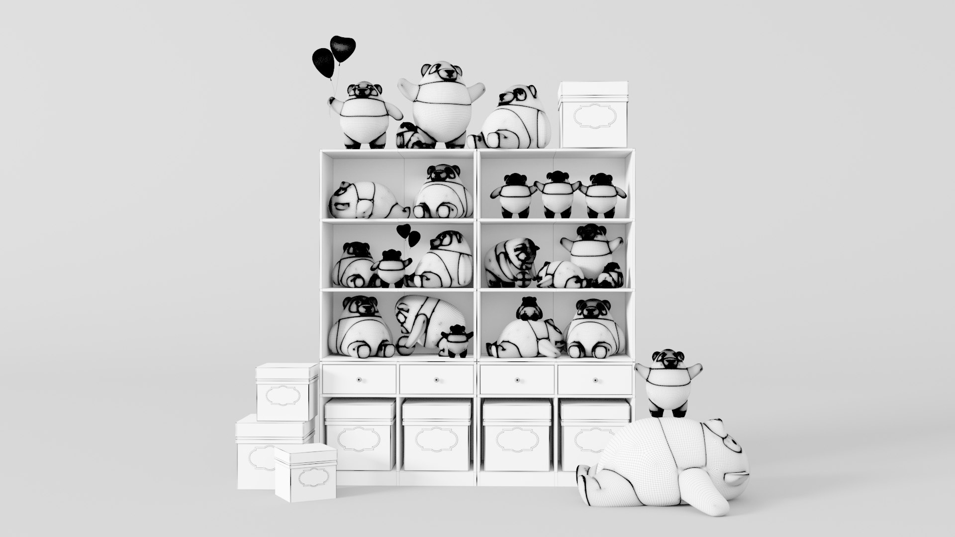 3D Colorful Panda Pals Model - TurboSquid 2198226