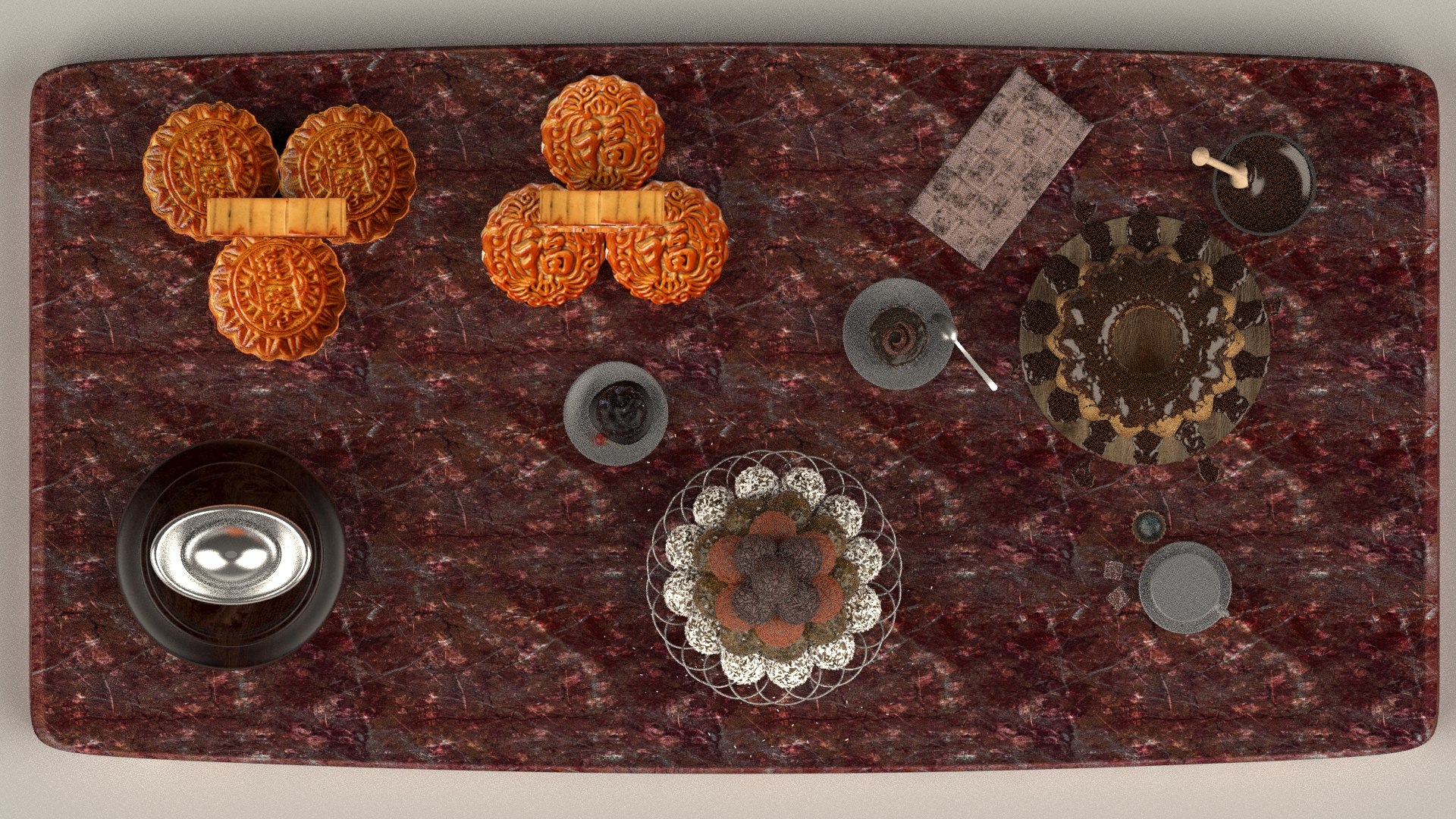 3D Chinese mooncake with desserts model - TurboSquid 1714265