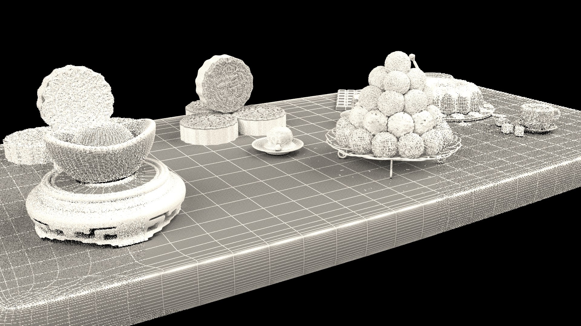 3D Chinese mooncake with desserts model - TurboSquid 1714265