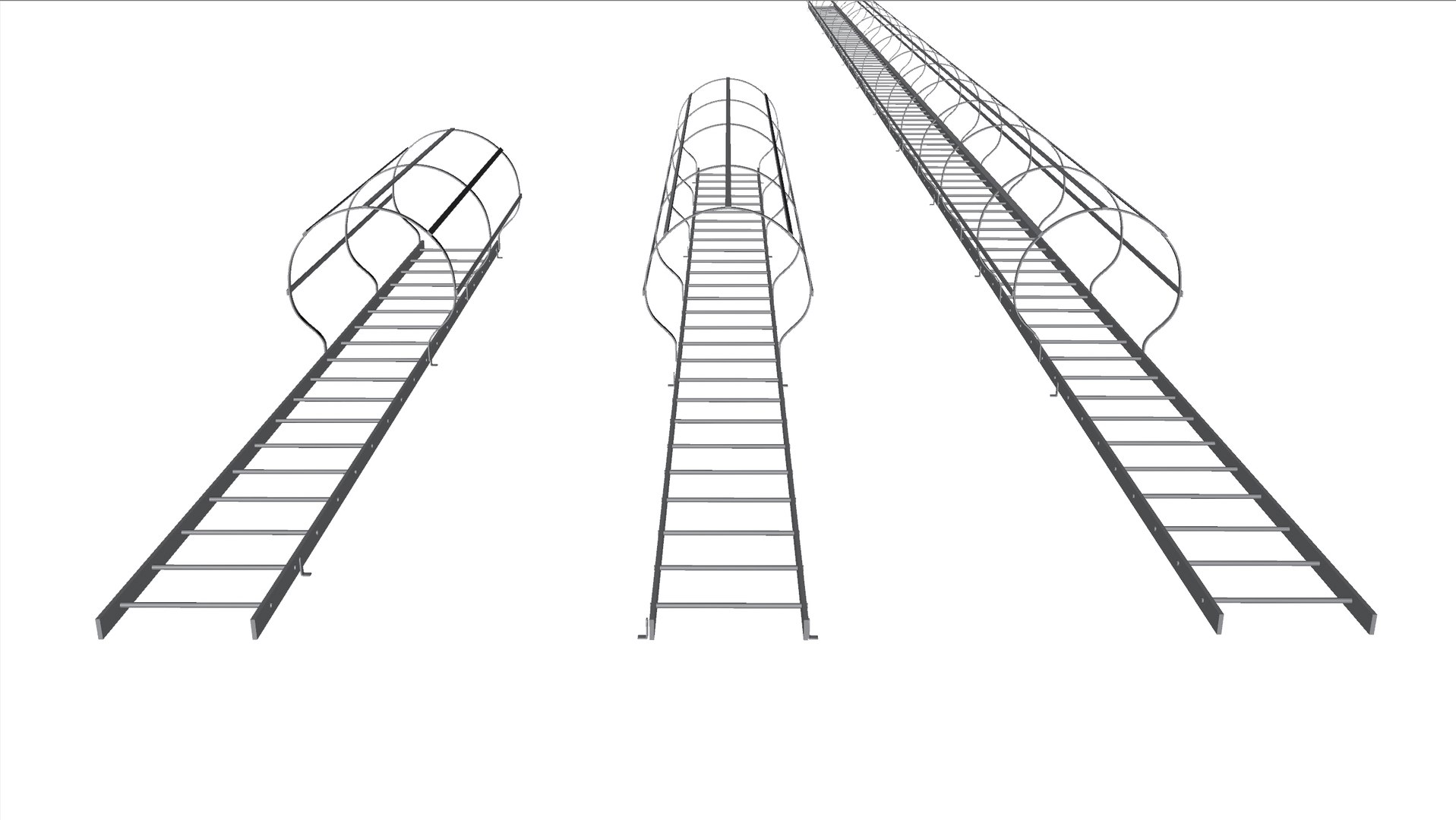 3D Three Tunnel Safety Ladders Model - TurboSquid 2371291