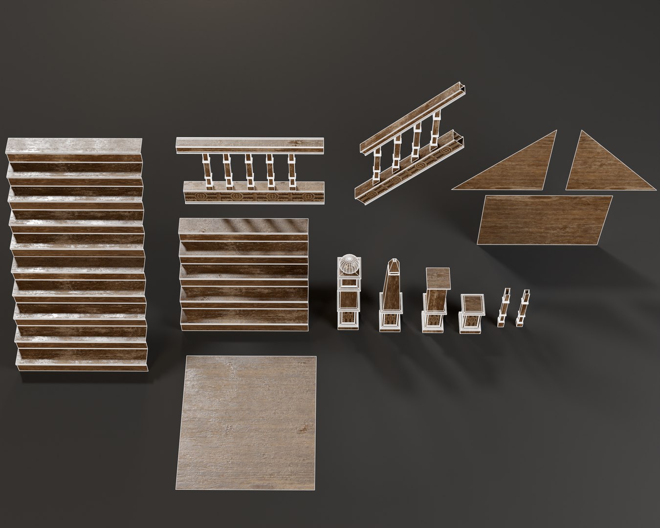 3D Modular Wood Stairs Model - TurboSquid 2276538