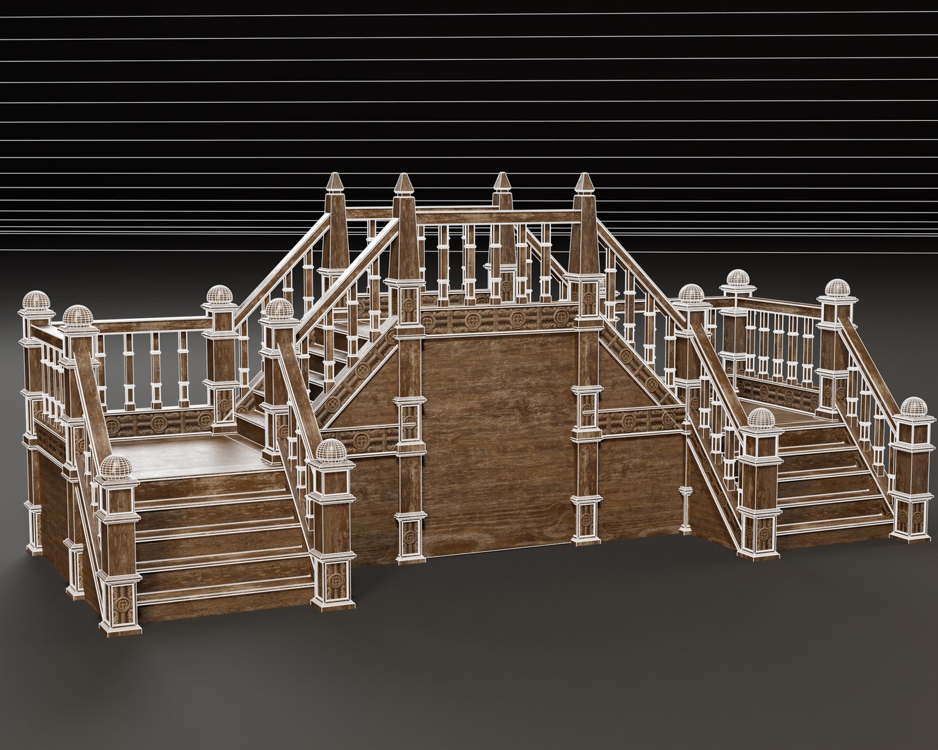 3D Modular Wood Stairs Model - TurboSquid 2276538