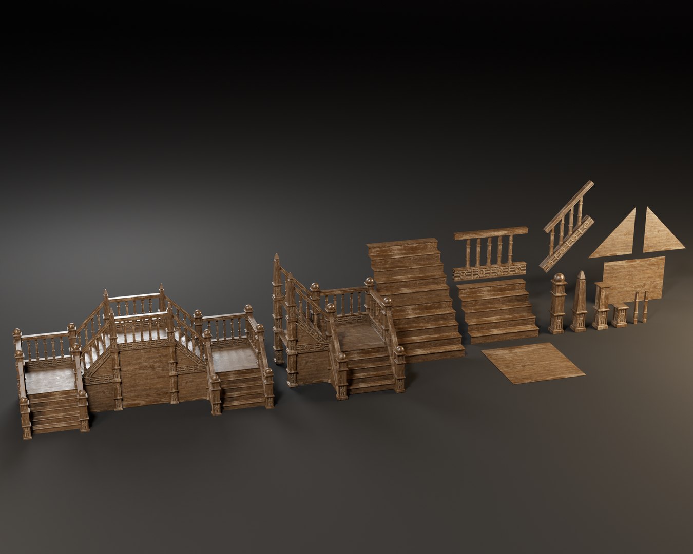 3D Modular Wood Stairs Model - TurboSquid 2276538