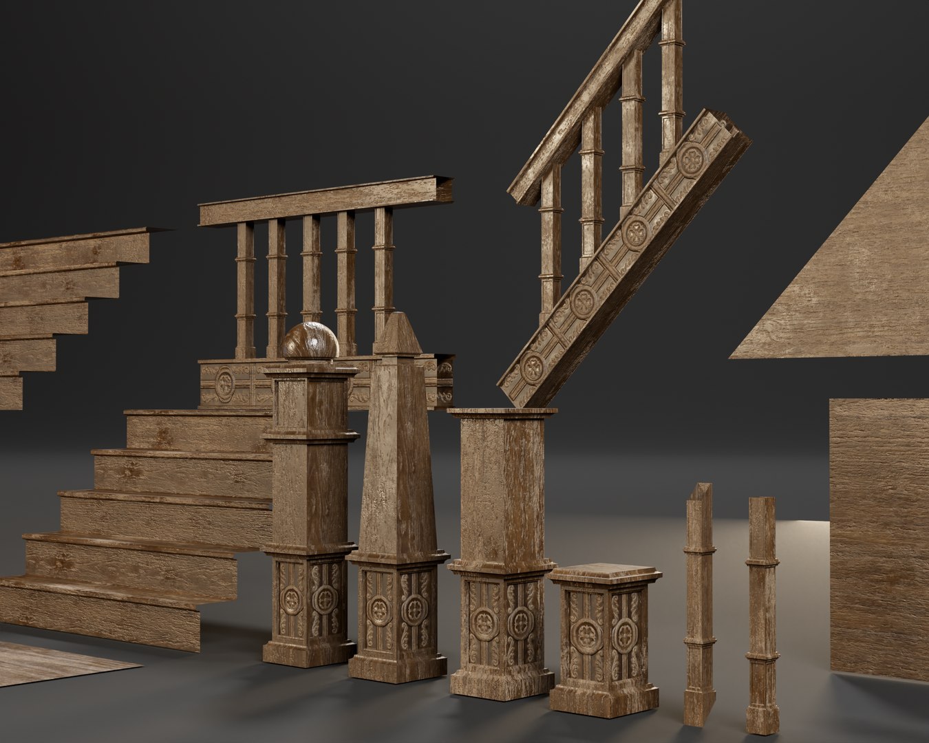 3D Modular Wood Stairs Model - TurboSquid 2276538