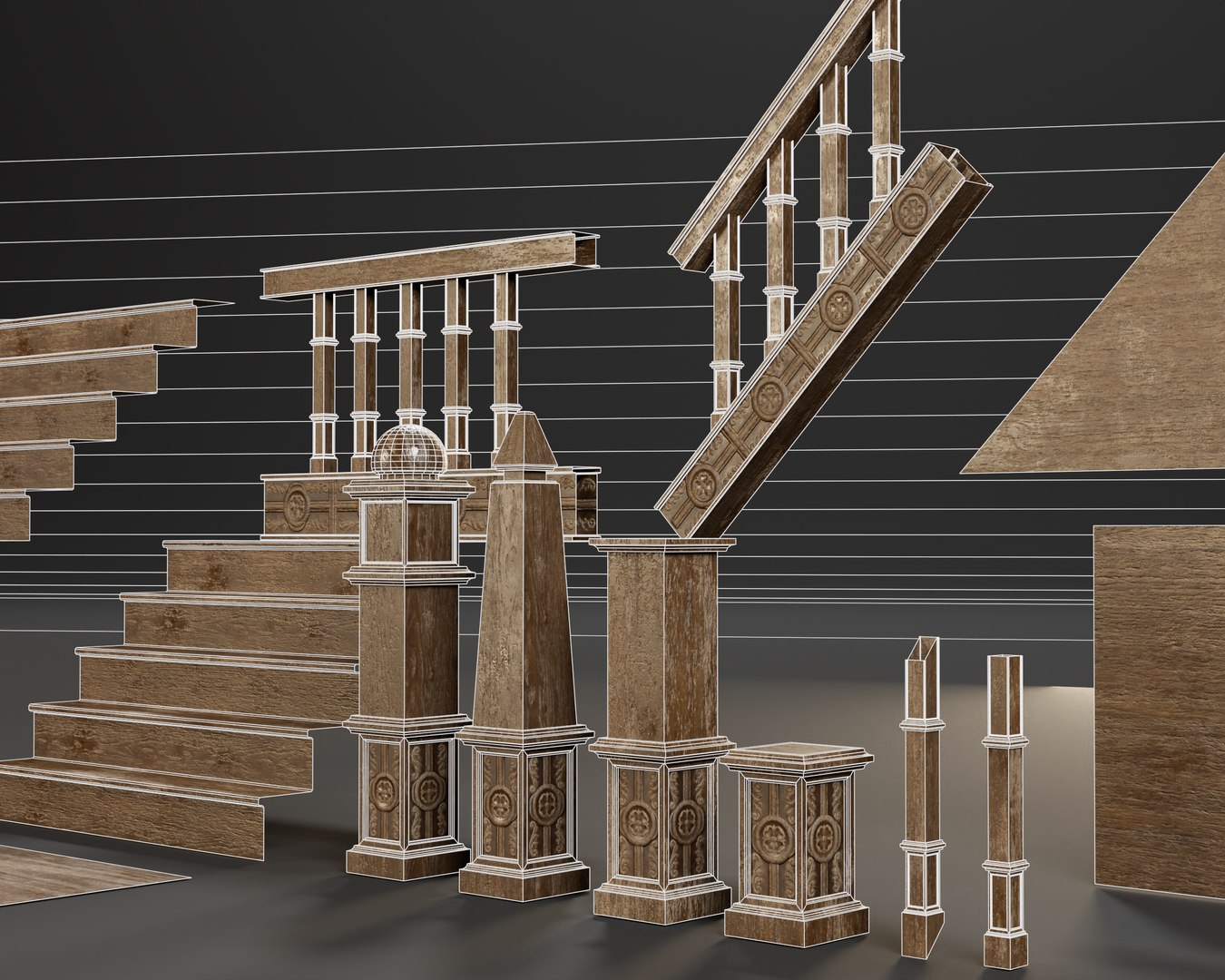 3D Modular Wood Stairs Model - TurboSquid 2276538