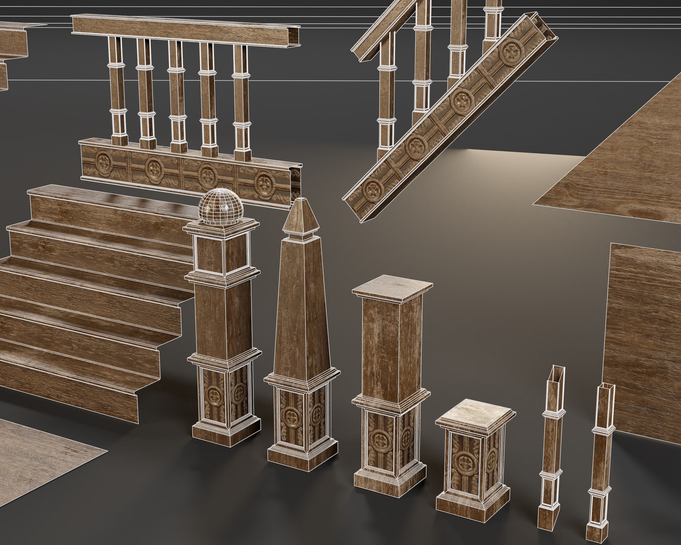 3D Modular Wood Stairs Model - TurboSquid 2276538